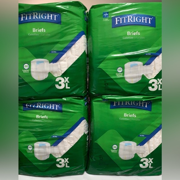 Medline | Other | Medline Fit Right 3xl Briefs Bundle Set Of 4 Each ...